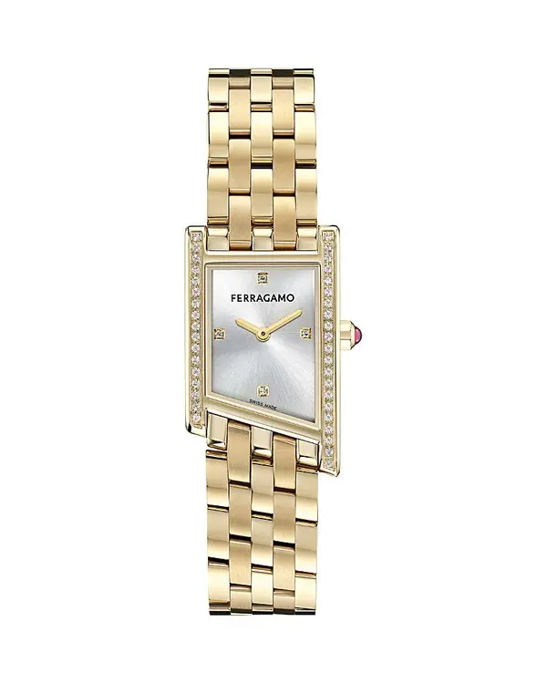FERRAGAMO Asymetrique Watch, 22mm X 36mm - White/gold