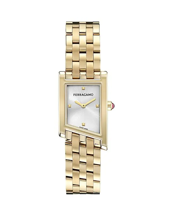 FERRAGAMO Asymetrique Watch, 22mm X 36mm - White/gold