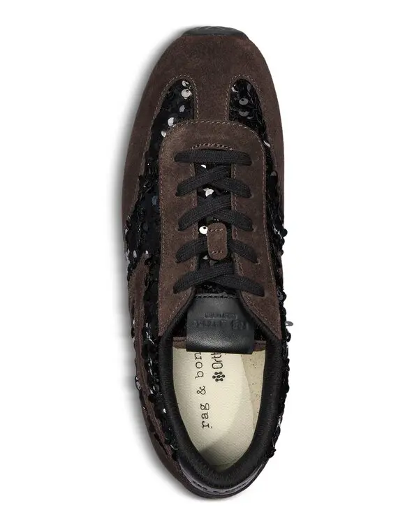 Rag & Bone Retro Runner Slim Ultra Sneakers - Dark Chocolate Sequin