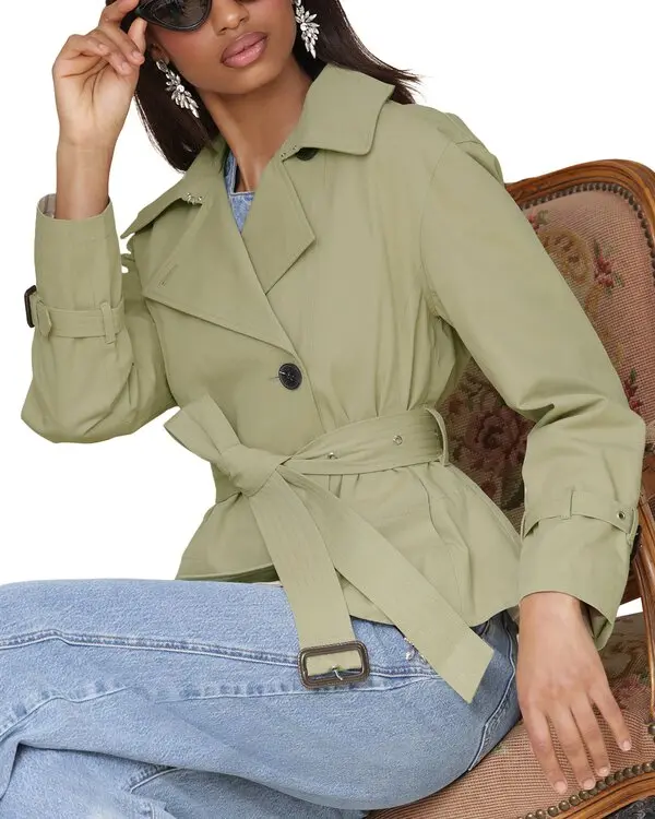 Avec Les Filles Cropped Belted Trench Coat