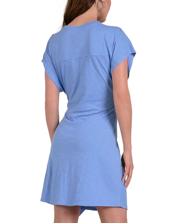 Elan Short Sleeve Side Tie Dress - Blue