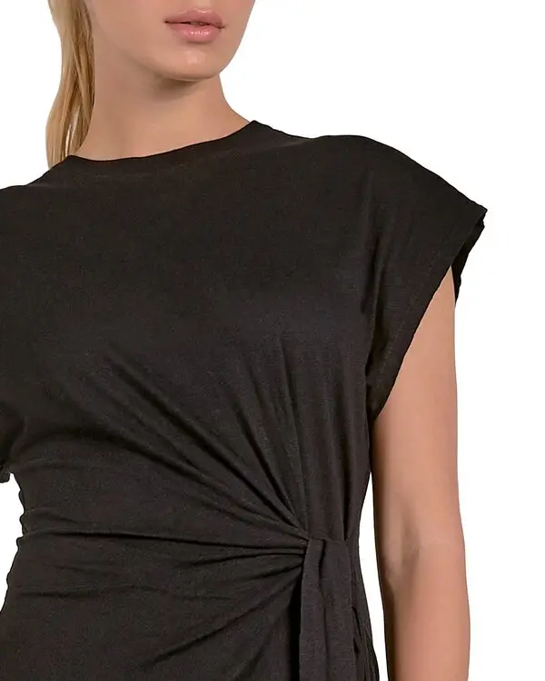 Elan Cap Sleeve Side Tie Midi Dress