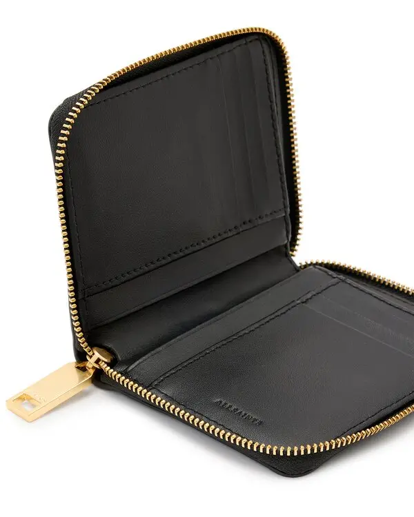 ALLSAINTS Lena Hex Leather Zip Wallet - Black
