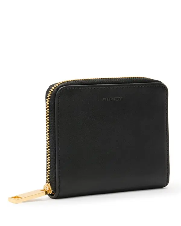 ALLSAINTS Lena Hex Leather Zip Wallet - Black