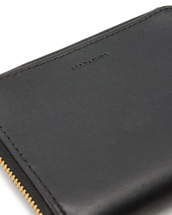 ALLSAINTS Lena Hex Leather Zip Wallet - Black