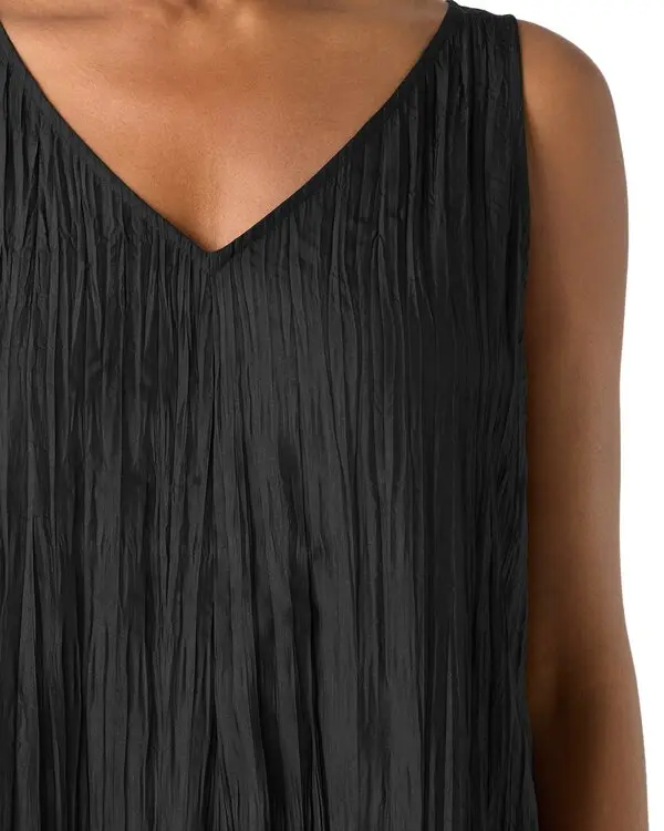 Eileen Fisher Crushed Silk Midi Dress In Black - 64% Off | Editorialist