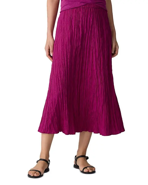 Eileen Fisher Crushed Silk Flared Skirt - Sangria