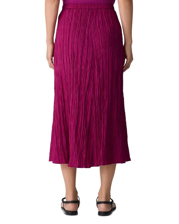 Eileen Fisher Crushed Silk Flared Skirt - Sangria