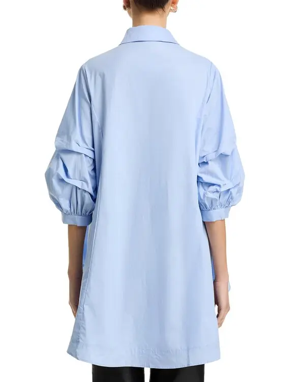 NANCY YANG Beaded Puffed Sleeve Top - Blue