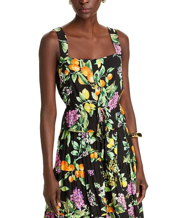 Aqua Fruit Button Front Tank Top