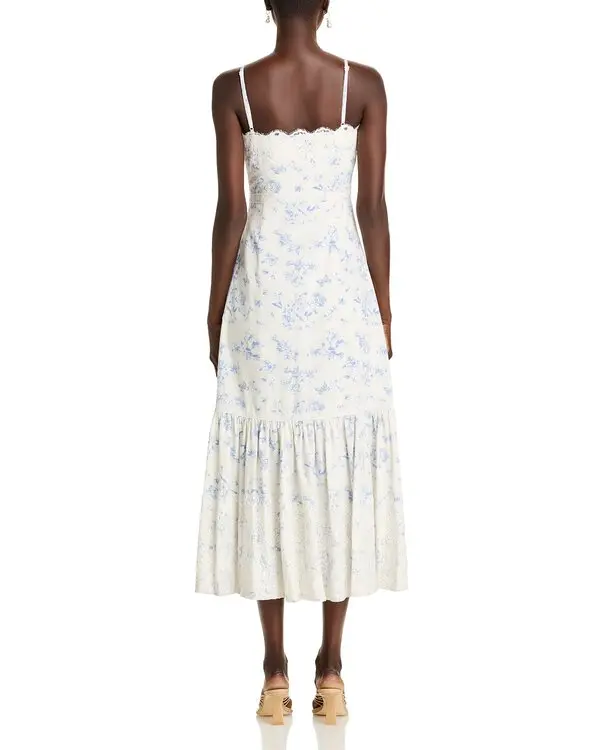Aqua Lace Trim Midi Dress