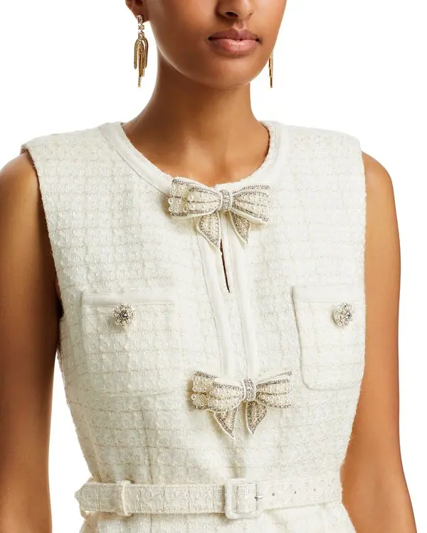 SELF-PORTRAIT Boucle Embellished Bow Jumpsuit