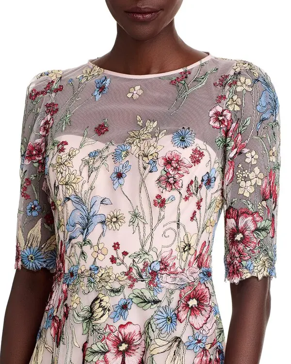Rickie Freeman For Teri Jon Floral Embroidered Tulle Gown - Blush Multi -  30% Off | Editorialist