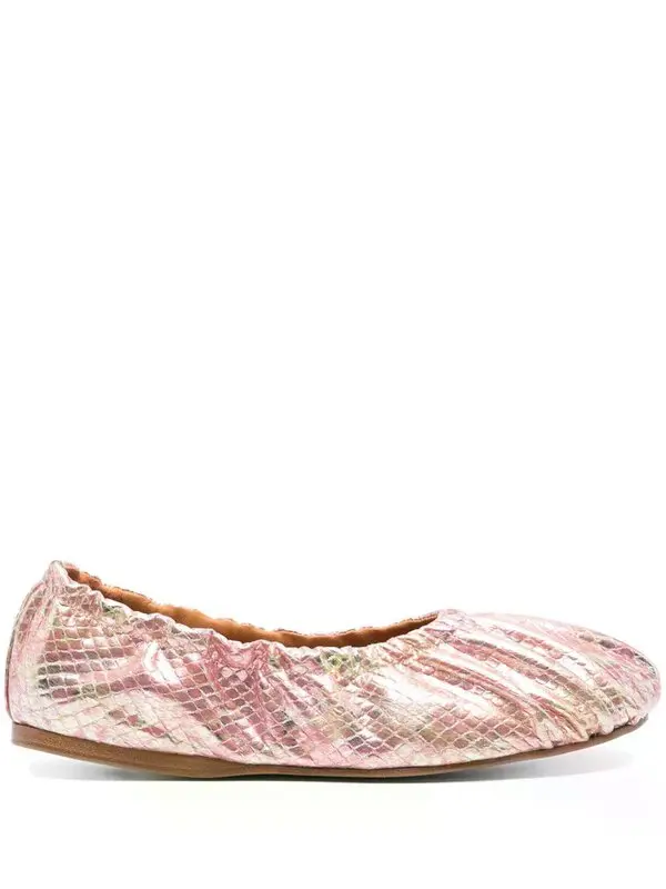 FORTE_FORTE Laminated Snakeskin Ballet Flats - Pink