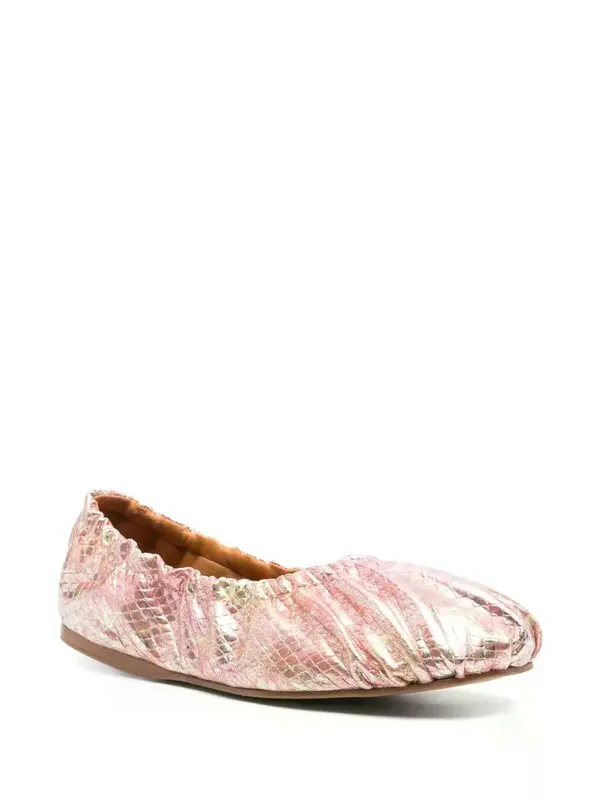 FORTE_FORTE Laminated Snakeskin Ballet Flats