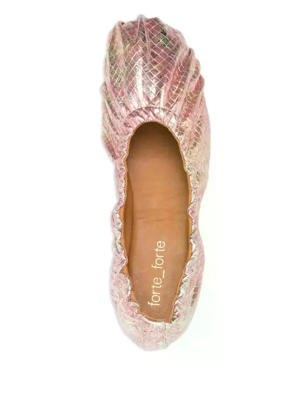 FORTE_FORTE Laminated Snakeskin Ballet Flats