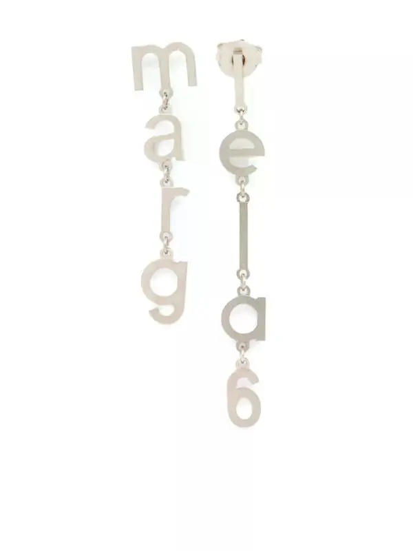 MAISON MARGIELA Letter Logo Drop Earrings - Silver