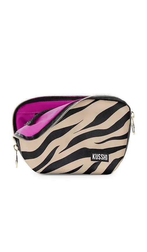 KUSSHI Everyday Makeup Bag - Zebra & Fuchsia