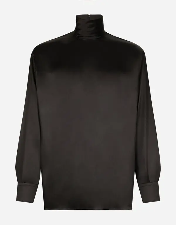 Dolce & Gabbana Loose Silk Turtleneck With Shirt Cuffs