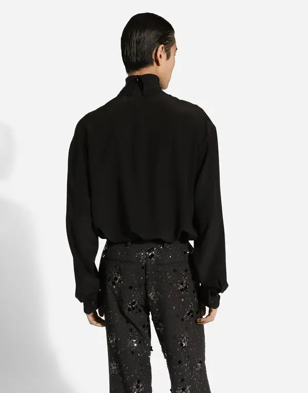 Dolce & Gabbana Loose Silk Turtleneck With Shirt Cuffs