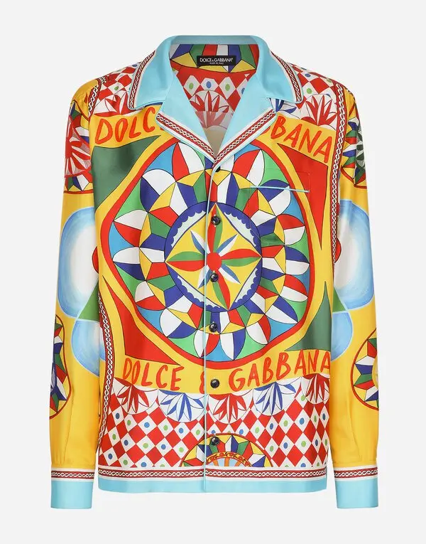 Dolce & Gabbana Carretto-print Silk Twill Shirt - Red