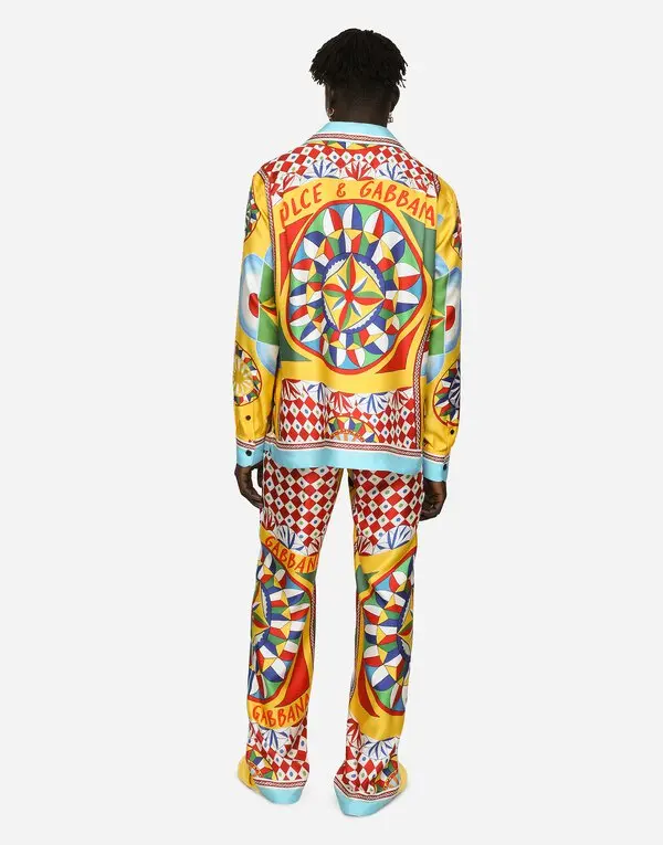 Dolce & Gabbana Carretto-print Silk Twill Shirt - Red