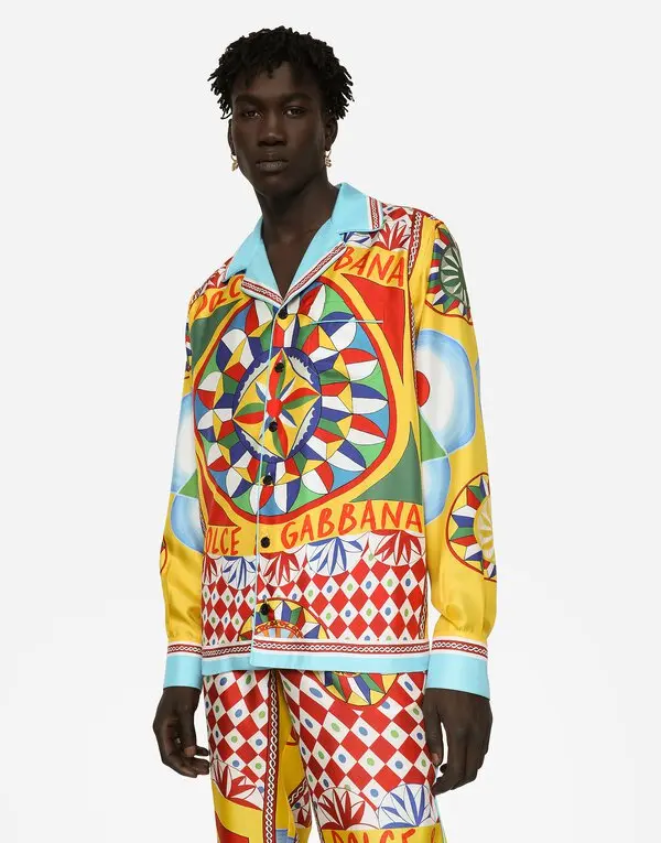 Dolce & Gabbana Carretto-print Silk Twill Shirt - Red