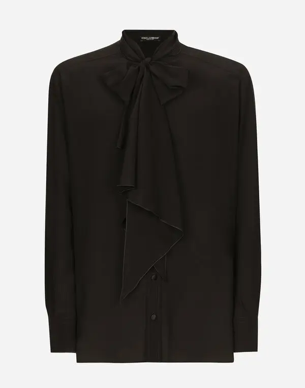 Dolce & Gabbana Oversize Silk Shirt With Pussy-bow