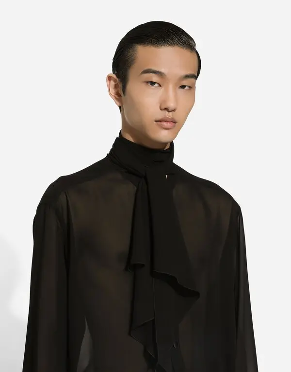 Dolce & Gabbana Oversize Silk Shirt With Pussy-bow