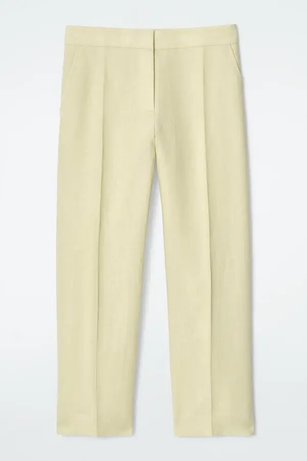 Cos Linen Slim-leg Trousers - Yellow