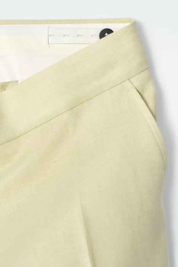 Cos Linen Slim-leg Trousers - Yellow
