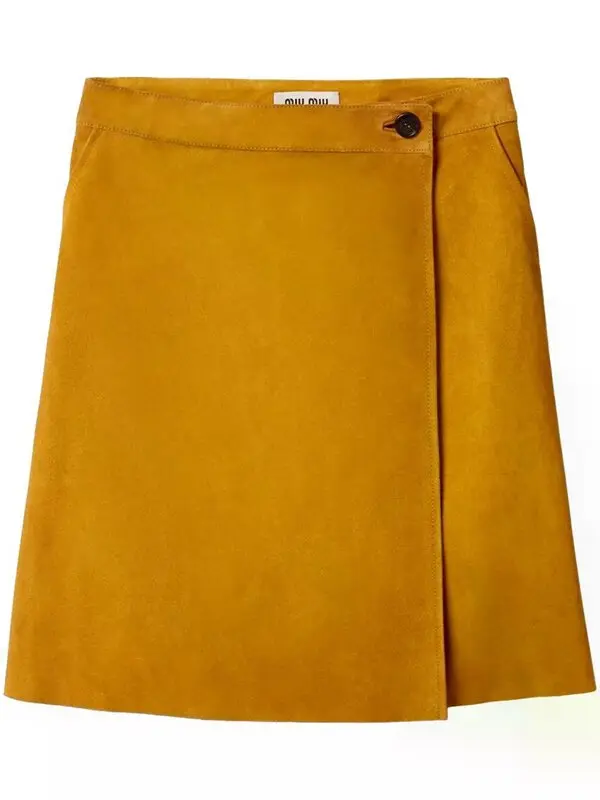 Miu Miu Suede Midi Skirt - Brown