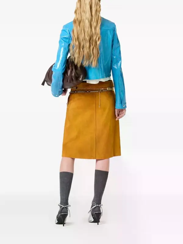Miu Miu Suede Midi Skirt - Brown