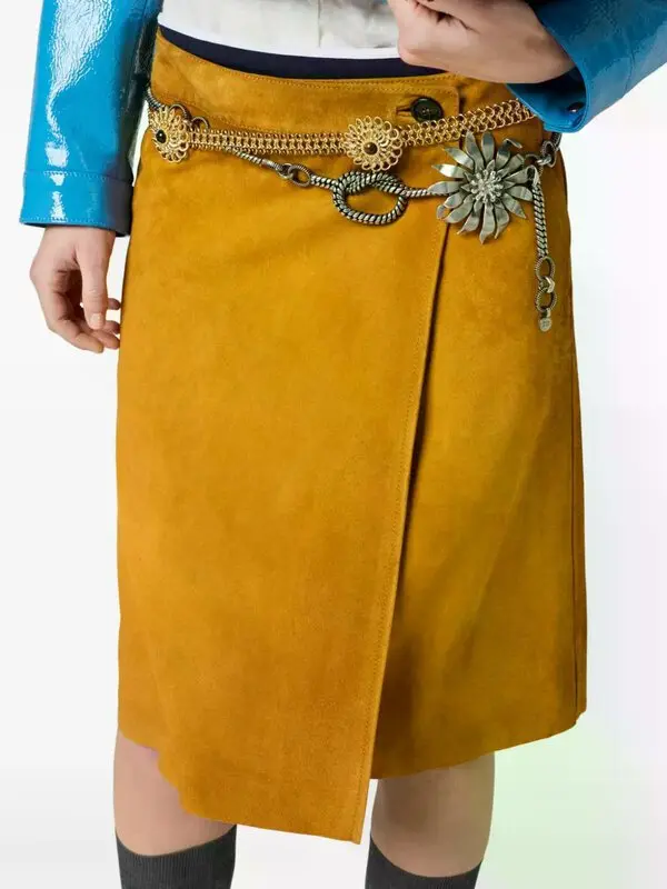 Miu Miu Suede Midi Skirt - Brown