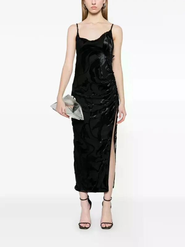 MUGLER Flocked Midi Dress