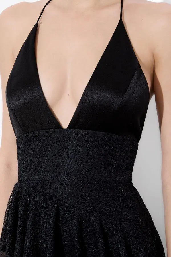 halter denim mini dress Women's Leading The Way Halter Denim Mini Dress in Light main image 1