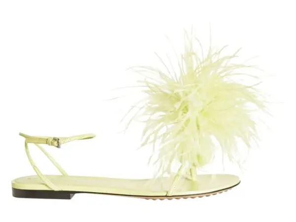 Bottega Veneta Leather Dot Feather Sandals - Green