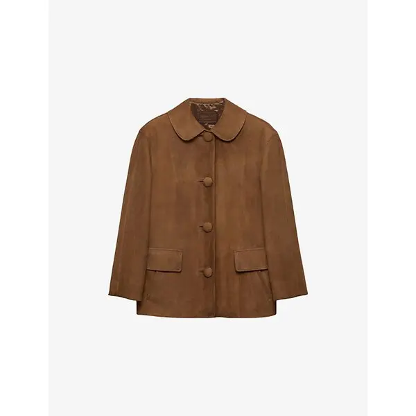 Prada Round-collar Suede Jacket