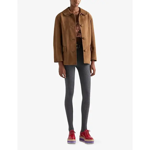 Prada Round-collar Suede Jacket