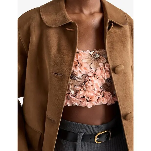Prada Round-collar Suede Jacket