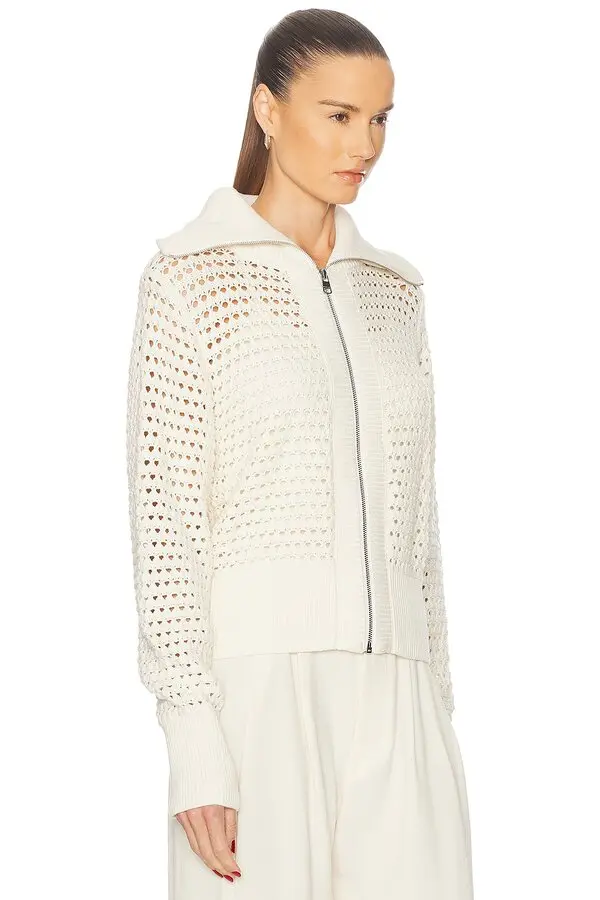 Varley Eloise Full Zip Knit Sweater - Egret