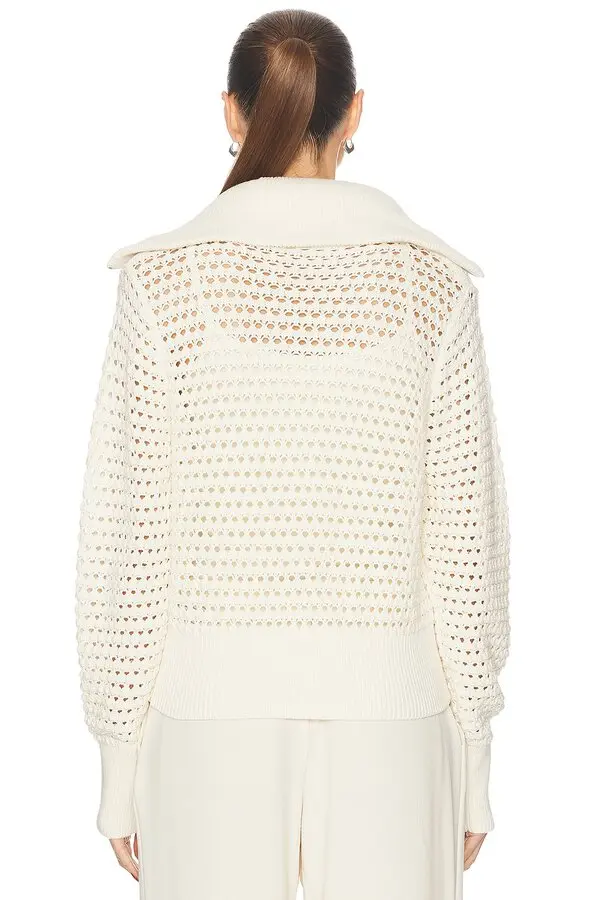 Varley Eloise Full Zip Knit Sweater - Egret