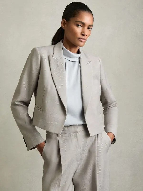 REISS Harper Double-breasted Cropped Blazer