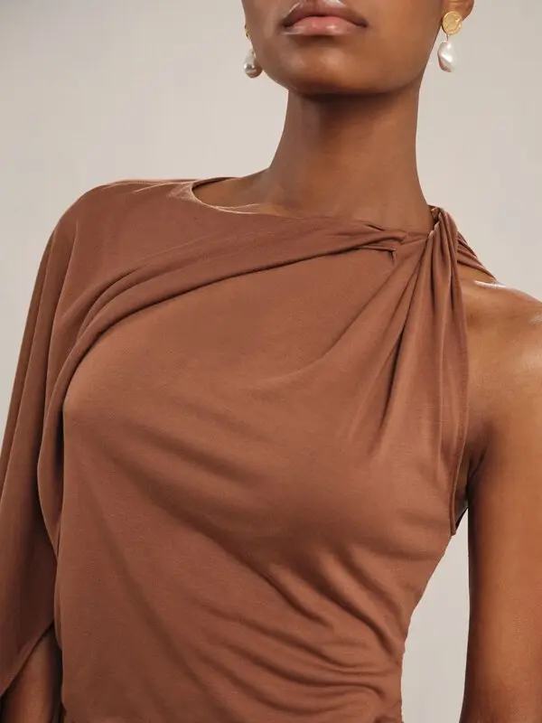 REISS Kyra Cape Sleeve Jersey Midi Dress