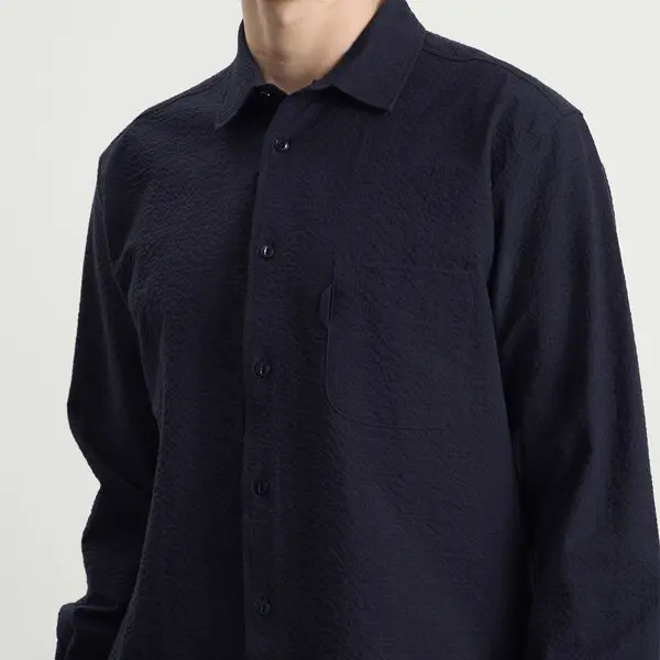 You Must Create Curtis Seersucker Shirt - Navy