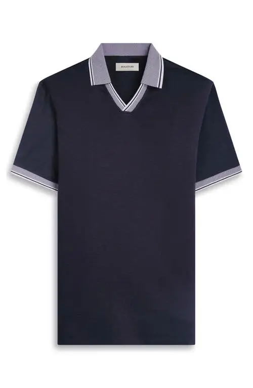 Bugatchi Tipped Johnny Collar Polo - Black
