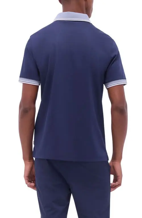Bugatchi Tipped Johnny Collar Polo - Navy