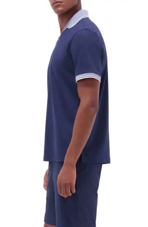Bugatchi Tipped Johnny Collar Polo - Navy