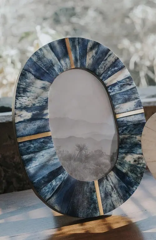 MATR BOOMIE Artemis Indigo Oval 4x6 Picture Framecarved Bone