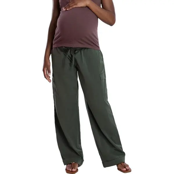 Motherhood Maternity Under The Belly Utility Cargo Relaxed Fit Pant - Beluga
